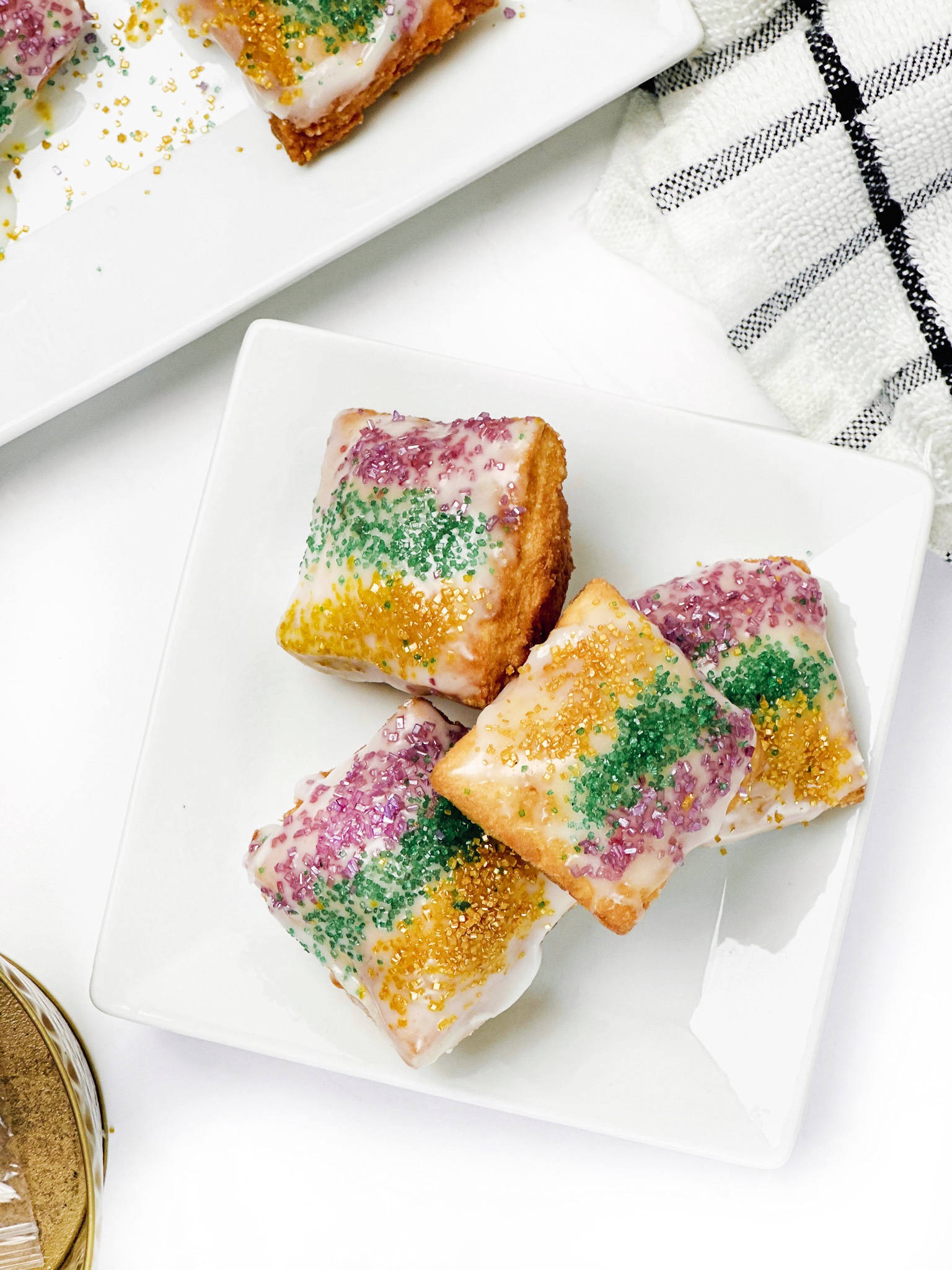 King Cake Beignets - A Taste of Mardi Gras at Home - Dwell & Dine